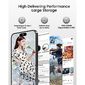 ExAchat A14 Pro Max 5G Unlocked Smartphone, 6GB+256GB Android13 Phone 6.82" FHD+ Display 120Hz 64MP Camera 6800mAh Dual SIM Unlocked Cell Phone GPS/Fingerprint/Face ID