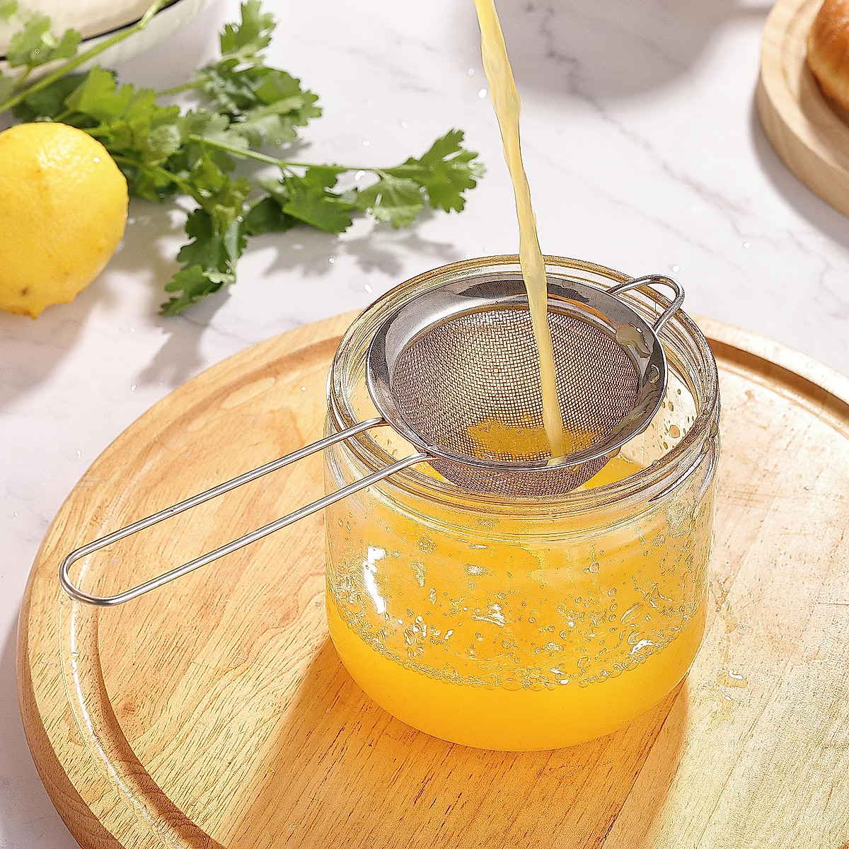 3PCS Fine Mesh Strainers Set, Little Cook Stainless Steel Colanders and Sifters with Sturdy Handle, Perfect for Sift, Strain, Drain and Rinse Vegetables, Pastas and Tea（Large + Medium + Small，3PCS)