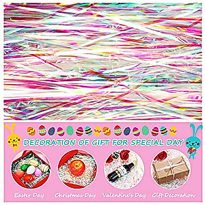 17.6 oz Easter Basket Grass Raffia Plastic Paper Shreds Craft Shredded Confetti Tissue Basket Filler for Easter Spring Party Gift Packing Decoration (Iridescent,Stylish Style)