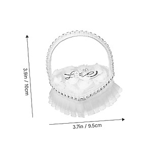 VICASKY Lace Ring Pillow Ring Bearer Cushion Wedding Ring Pillow Heart Shape Ring Pillow Ring Barrier Pillow for Wedding Heart Shaped Ring Pillow Ring Bracket Box Pearl Bride Satin
