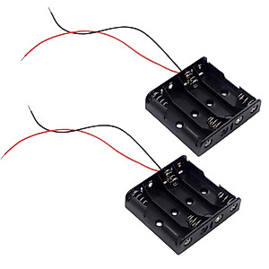 LampVPath (Pack of 2 4 AA Battery Holder, 4 AA Battery Holder with Leads, 4 AA Battery Holder with Wires