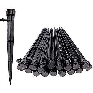 Mini Skater 360 Degree Adjustable Drip Emitters Sprayer Irrigation Drippers Sprinklers Watering Drippers on Stake Fit for 1/4 Inch (4/7mm) Drip Irrigation Tubing (Black,50Pcs)