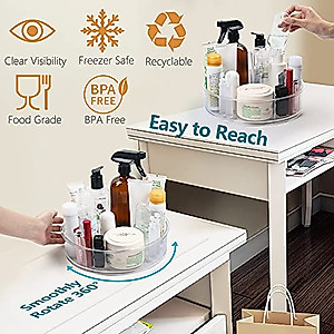 LotFancy Lazy Susan Organizer, Pack of 2, 12” and 10” Round Lazy Susan Turntable for Cabinet, Clear Plastic Rotating Storage Container for Table, Pantry