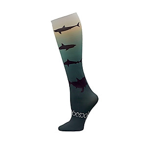 HOCSOCX Unisex Sharks Under Sock Rash Guards for Soccer Ice & Field Hockey Moisture Wicking Liners for Hiking Skiing | Medium