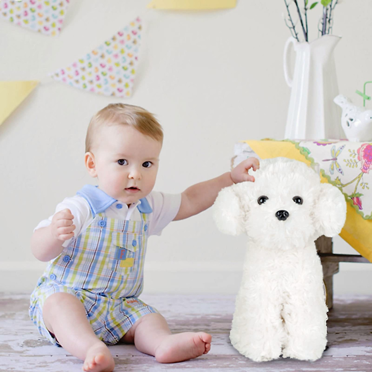 WEIGEDU White Toy Poodle Stuffed Animal - Bichon Frise/Maltese/White Labradoodle Plush Toy for Kids and Babies - Perfect Birthday & Easter Gift, 12.6"