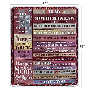 Gifts for Mother in Law Throw Blanket, Mother in Law Gifts from Daughter/Son in Law, Birthday Gifts for Mother in Law, Mother in Law Christmas, Soft Cozy Purple Blanket 50" X 60"
