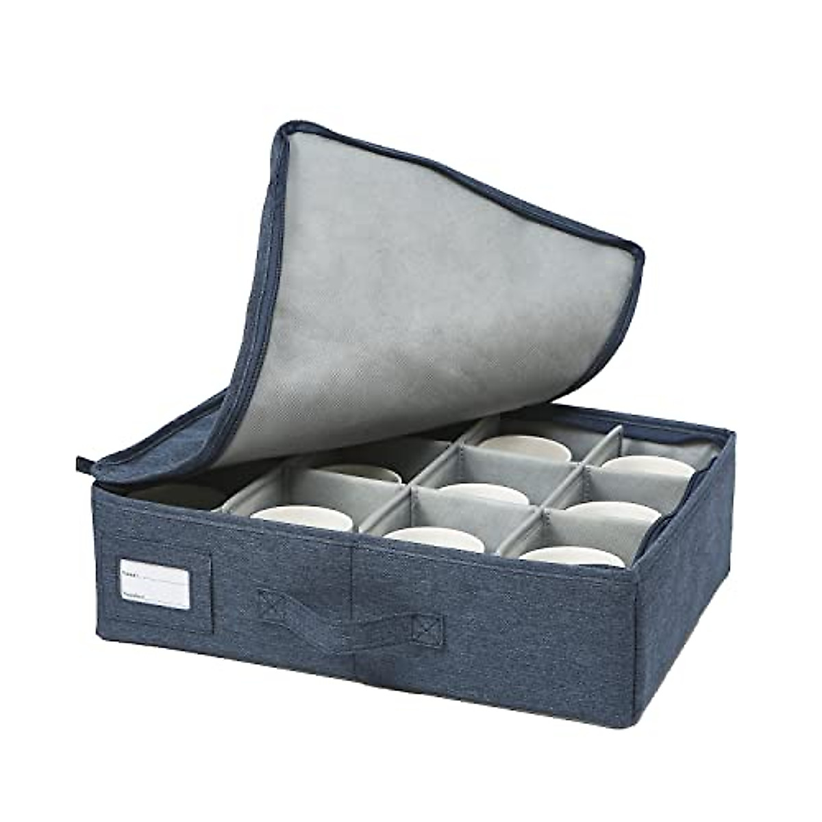 Sattiyrch Cup and Mug Storage Box, Holds 12 Coffee Mugs and Tea Cups, Fully-Padded Inside with Sturdy Dividers