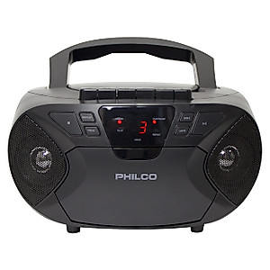 Philco Portable Bluetooth Boombox with CD and Cassette Player | Cassette Recorder | Connect to Headphones | CD Player is Compatible with MP3/WMA/CD-R/CD-RW CDs | 3.5mm Aux Input | AC/Battery Powered