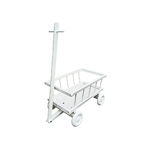 Premium Wooden Wagon JAS - Safe and Beautiful | Ideal for Weddings and Flower Girls | Color: White Fluff + seat Belt| Wheels: Rubber
