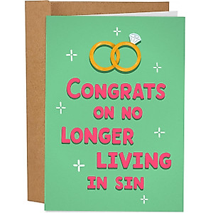 Sleazy Greetings Funny Wedding Card | Funny Congratulations Card | Rude Wedding Cards For Bride And Groom | Bridal Shower Cards | No Longer Living In Sin Card