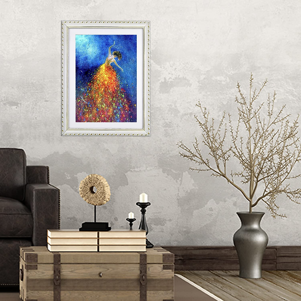 Betionol Diamond Painting Frames Fit For 30x40cm/12x16in Diamond Art Pictures or Family Photos, New Narrow Edge With Special Pattern Plaster Wood Frame For Wall Mount Photo Decoration