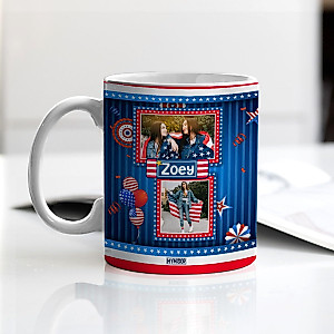 White Ceramic Coffee Mug Photo Mugs Personalized Picture Custom Name Independence Gifts For Men Women Friend Dad Mom Teen Adult Novelty Tea Cup Table Desk Accessories 11 And 15 Oz