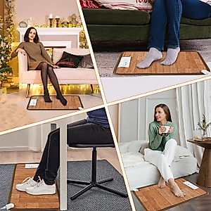 Everkeen Heated Floor Mat Under Desk, Foot Warmer-Timed Temperature Control Graphene Electric Heating Film Heating Pad for Home,Office (Wood Stripe)