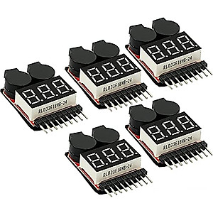 5PCS 2in1 1-8s Lipo Battery Voltage Tester,RC Low Voltage Buzzer Alarm,Battery Monitor Checker Tester for 1-8s Lipo/Li-ion/LiMn/Li-Fe