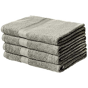 Amazon Basics Fade-Resistant Cotton Bath Towel - 4-Pack, Gray