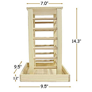 kathson Wooden Hay Feeder Rabbit Less Waste Food Feeding Rack Standing Pet-self Feeding Hay Manager Grass Holder Small Animals Cage Accessories for Bunny Chinchilla Guinea Pig