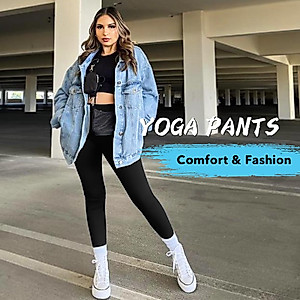 MOREFEEL Leggings with Pockets for Women, High Waisted Tummy Control Workout Black Hip Lift Yoga Pants Activewear