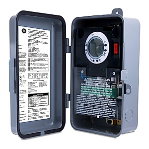 GE Heavy-Duty 7-Day Digital Box Timer Switch, Metal, Tamper Resistant, Battery Backup, Universal Voltage, 120, 240, 277 VAC, NEMA 3R-Rated, Indoor/Outdoor, Ideal for Pool Pumps, Water Heaters, 46537