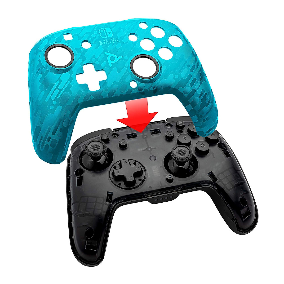 PDP REMATCH Enhanced Wireless Licensed Nintendo Switch Pro Controller, Switch Lite/OLED Compatible, Customizable Buttons/Joysticks, Motion Sensing (Blue Camo)