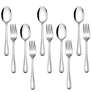E-far 10-Piece Toddler Utensils, Kid Stainless Steel Silverware Set, Children Safe Forks and Spoons Set for Self Feeding, Healthy & Non-Toxic, Mirror Polished & Easy to Clean