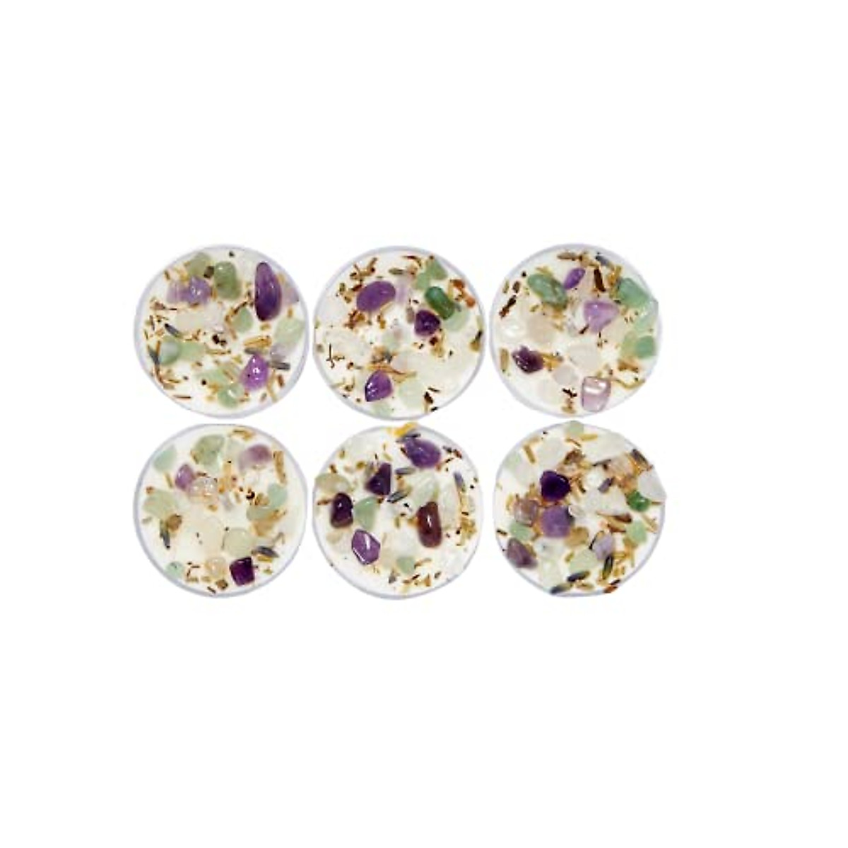 Healing Energy Candle by New Moon Beginnings - Negative Energy Cleansing - Soy Aromatherapy Candle - Handmade Candle with Crystals & Herbs - Energy Healing Candle - Set of 6 Tealights