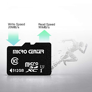 Micro Center 512GB Class 10 MicroSDXC Flash Memory Card with Adapter for Mobile Device Storage Phone, Tablet, Drone & Full HD Video Recording - 90MB/s UHS-I, C10, U1, V30, A1 (1 Pack)