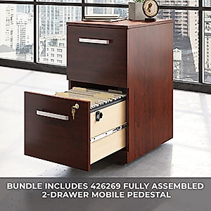 OfficeWorks by Sauder Affirm 72" Bow DEK 2drwr Ped Ste, L: 71.10" x W: 35.43" x H: 29.29", Classic Cherry Finish