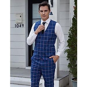 Plaid Suits for Men Hunt Green 3 Peice Checked Suits Slim Fit Suits Formal Wedding Dress Suits Size 4XL