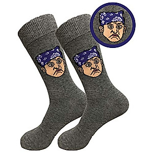 Balanced Co. Prison Mike Dress Socks Michael Scott Funny Socks Crazy Socks Casual Cotton Crew Socks (Gray)