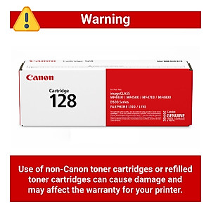 Canon Genuine Toner Cartridge 128 Black (3500B001), 1-Pack, for Canon imageCLASS MF4450, MF4500/4700/4800 Series, D500 Series, L100, L190 Laser Printer