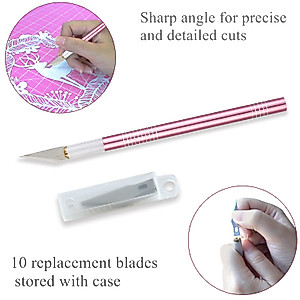 39 Pcs Rotary Cutter Set Pink - Quilting Kit incl. 45mm Fabric Cutter with 5 Extra Blades, A4 Cutting Mat, Craft Knife Set, Quilting Ruler and Sewing Clips, Ideal for Crafting, Sewing, Patchworking