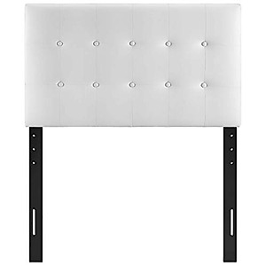 Modway Emily Tufted Button Faux Leather Upholstered Twin Headboard in White
