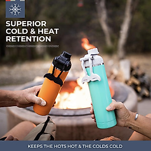 ORCA Hydra 22oz | Insulated, Stainless Steel Water Bottle with Powder Coat Finish & Silicone Grip Whale Tale Handle, Dishwasher Safe Sports Bottle — Dusty Rose