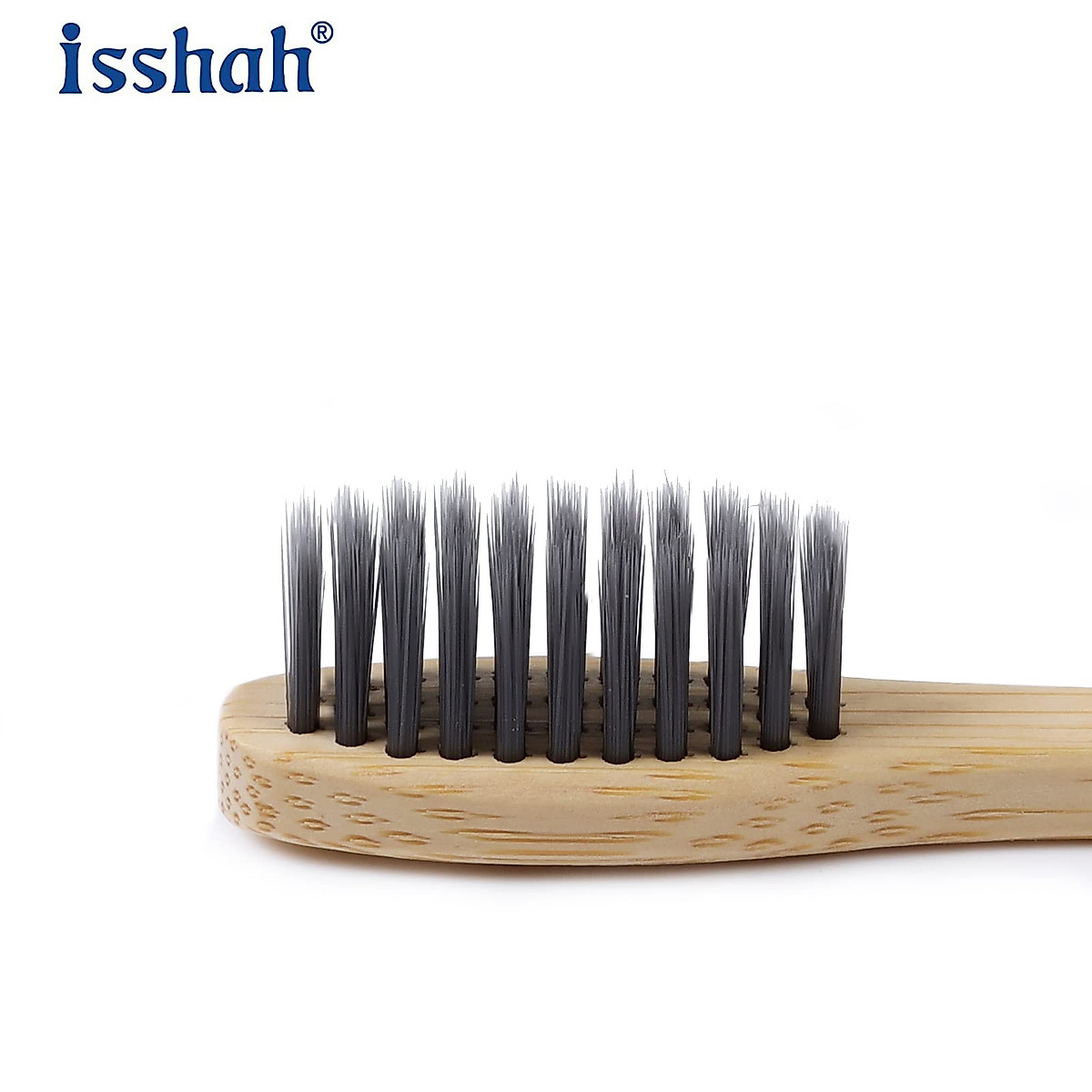 Isshah Biodegradable Eco-Friendly Natural Bamboo Charcoal Toothbrushes, FSC Certified and PETA Approved - 12 Count