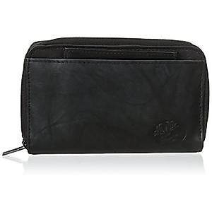 Buxton Women's Heiress Double Zip Organizer, Black, One Size