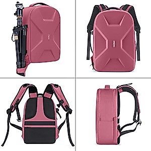 MOSISO Camera Backpack, DSLR/SLR/Mirrorless Photography Camera Bag 15-16 inch Waterproof Hardshell Case with Tripod Holder&Laptop Compartment Compatible with Canon/Nikon/Sony, Dusty Rose
