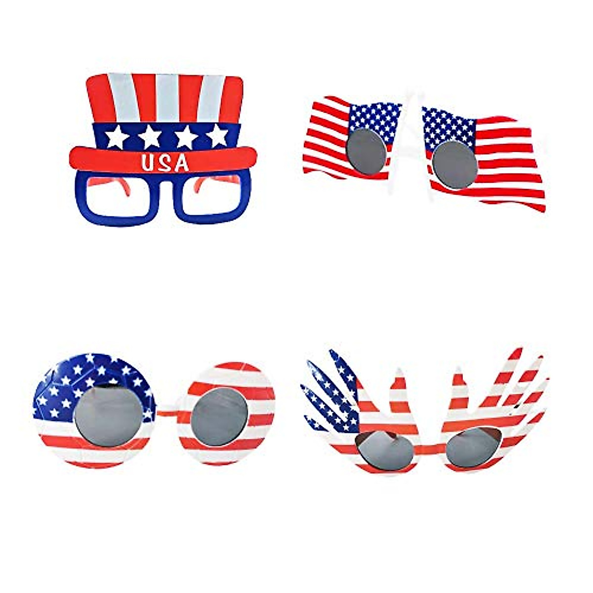 TD.IVES12 Pack American Flag Glasses USA Patriotic Party Sunglasses Masks Cool Shaped Plastic Eyewear for Party Props