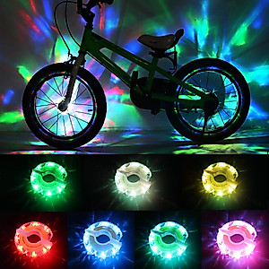 DAWAY Rechargeable Bike Wheel Lights - A16 Cool Led Kids Bicycle Spoke Lights, 2 Tire Pack, Safety Hub Accessories for Boys Girls Adults, Waterproof, Super Bright, Fun Cycling Gifts