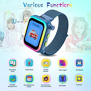 Hewitto Smart Watch for Kids, Kids Smart Watches Girls with Touch Screen and HD Camera, 12 Game Video Music Player Audiobook Alarm Clock Pedometer, Kids Watch for Boys Girls
