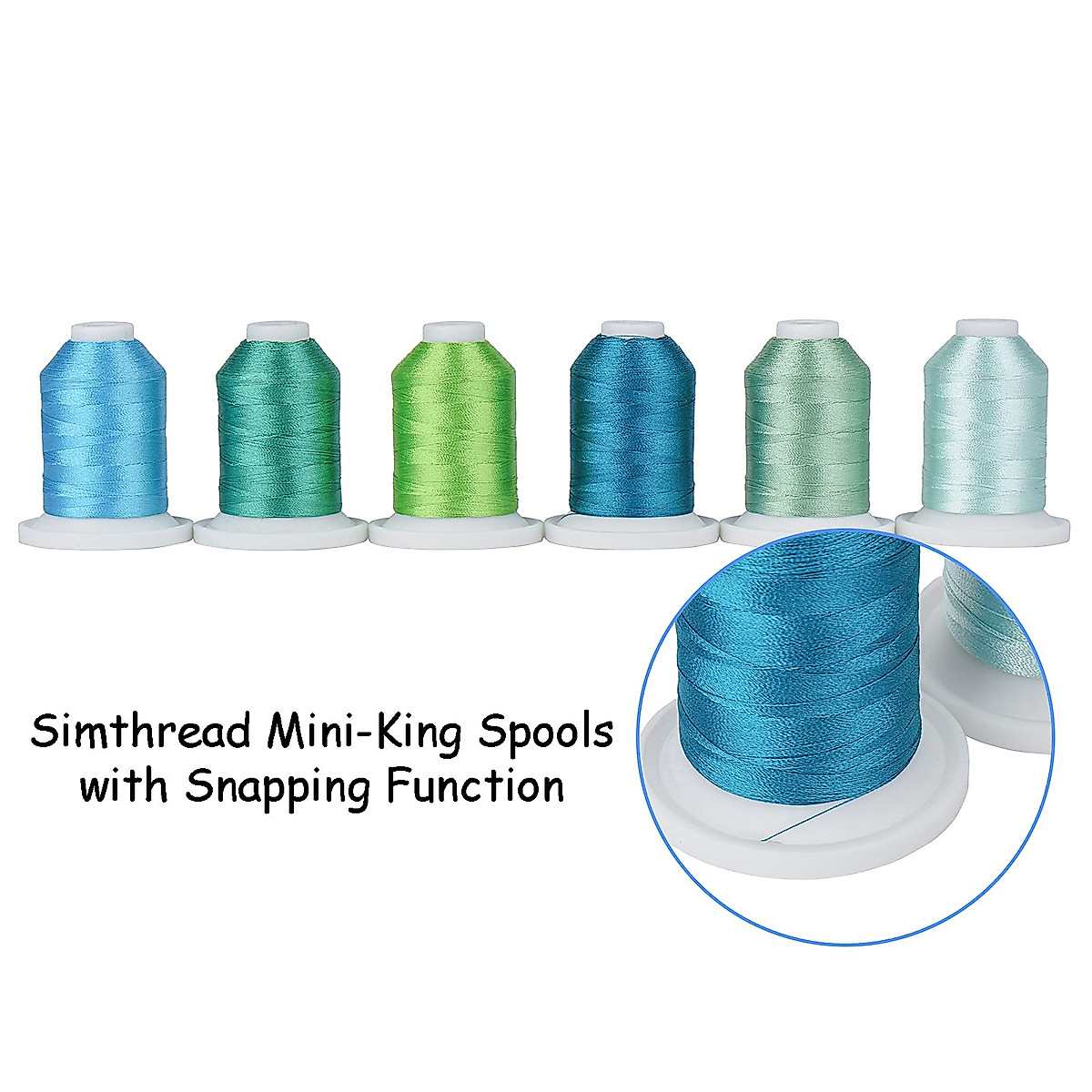 Simthread Embroidery Thread with Storage Box - 12 Options - 800 Yards/Spools, 9 Turquoise and Mint Green Colors for Embroidery and Sewing Machine