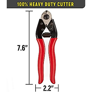 Cable Cutter, Heavy Duty Wire Rope Cutter for DIY Projects, Railing, Decking, Wire Seals & Bicycle Cable | Sharp & Precise One-Hand Operation Steel Cable Cutter
