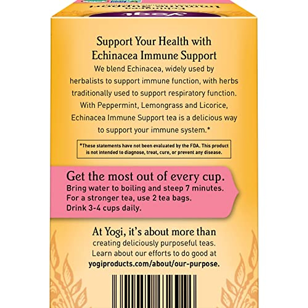 Yogi Tea - Echinacea Immune Support (6 Pack) - Supports Immune Function with Elderberry and Mullein - Caffeine Free - 96 Organic Herbal Tea Bags