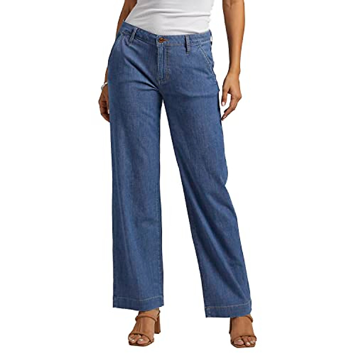 JAG Jeans Women's High Rise Wide Leg Trouser-Legacy, Morocco Blue, 6