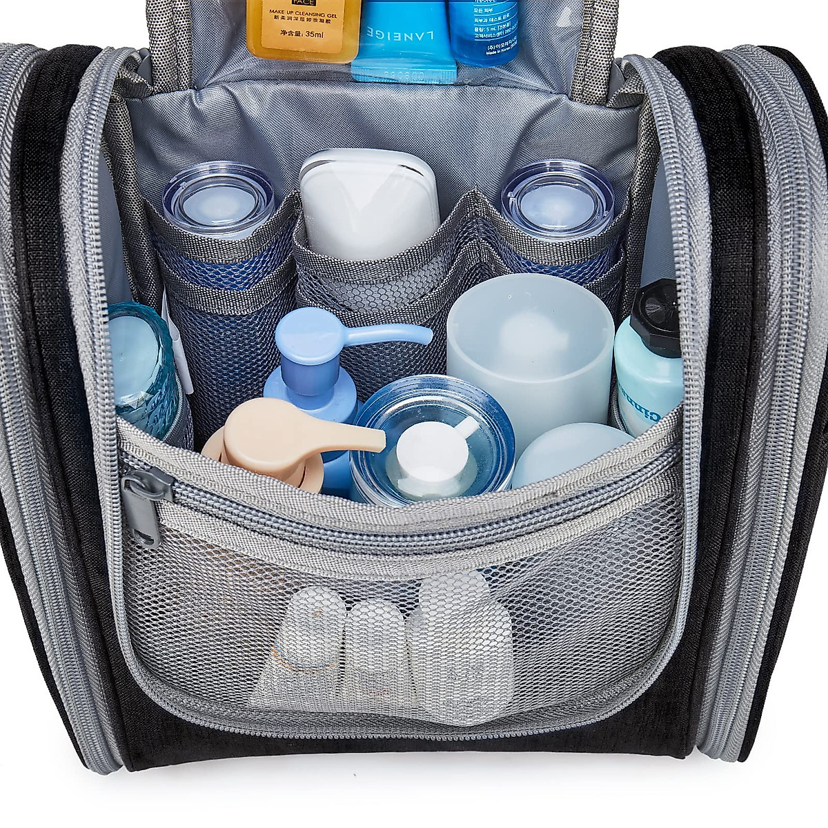 Narwey Small Hanging Travel Toiletry Bag Cosmetic Make up Organizer for Women and Men (Medium, Black)