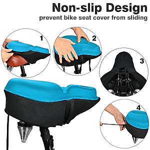 DAWAY Extra Soft Bike Seat Cushion - C6 Large Exercise Bicycle Saddle Cover, Thick Widen Foam & Gel Padded, Comfort Breathable Cycling Pad, Fit for Peloton Bikes, Indoor Outdoor Bycicle