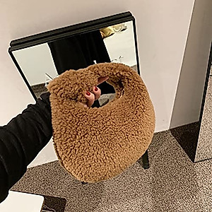 VALICLUD Winter Plush Dumpling Bag Fashionable Handbag Portable Storage Pouch