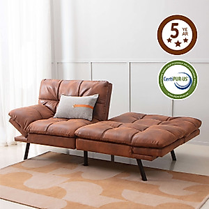 CH CHARME HOUSE Bed Convertible futon Couch with Adjustable Backrest, Modern Sleeper Sofa for Office Living Bedroom and Sitting Room, Brown