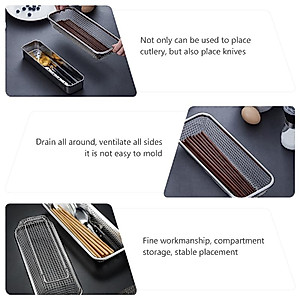 Cabilock Dishwasher Silverware Cutlery Basket Stainless Steel Flatware Drying Rack Countertop Utensil Holder Caddy Silver B