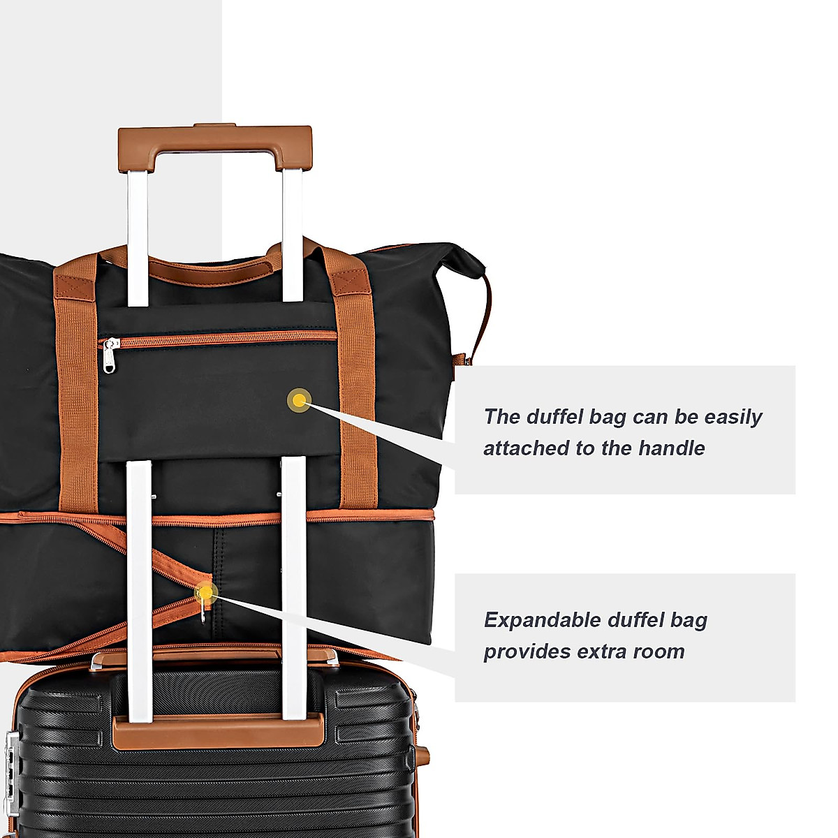 Joyway Carry On Luggage 20 Inch Expandable Suitcase with Spinner Wheel, 3 Piece Hard Shell Luggage Set with TSA Lock(Black)