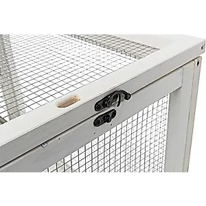 TRIXIE Natura Insulated Rabbit Hutch with Large Run, Hinged Peaked Roof, 2-Story with Ramp, for Rabbits or Guinea Pigs, Gray/White
